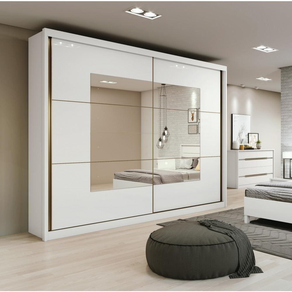 Guarda roupa casal toronto plus com espelho 2 porta 6 gaveta moveis ...