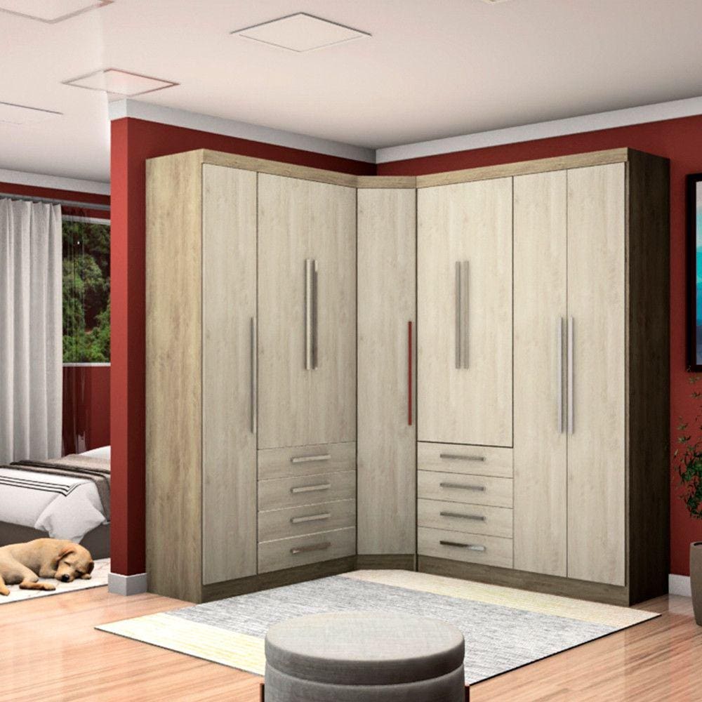 Guarda roupa de canto casal 12 porta 4 gaveta com espelho e cabeceira ...