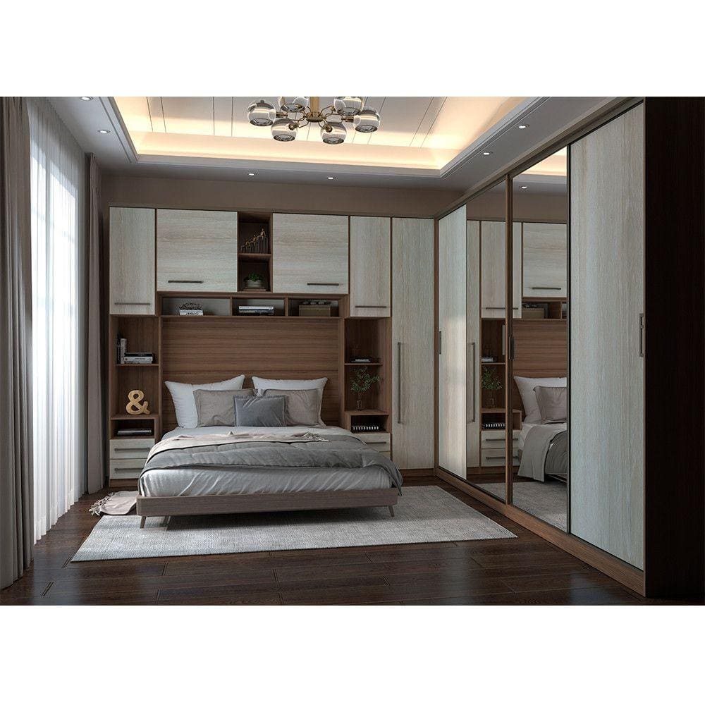 Guarda roupa modulado de canto com espelho 9porta 10 gaveta vanilla com ...