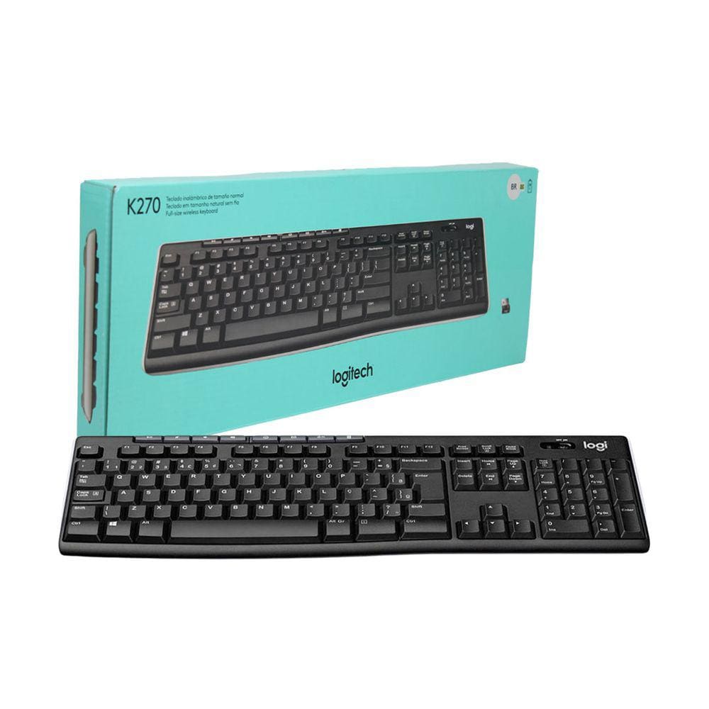Teclado sem fio 2 4 ghz padrao abnt2 preto wireless keyboard k270 logitech | Extra