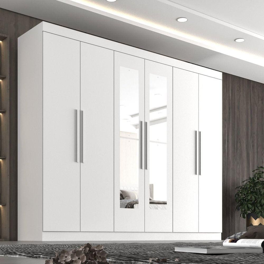 Guarda roupa casal branco 100 mdf com espelho | Extra