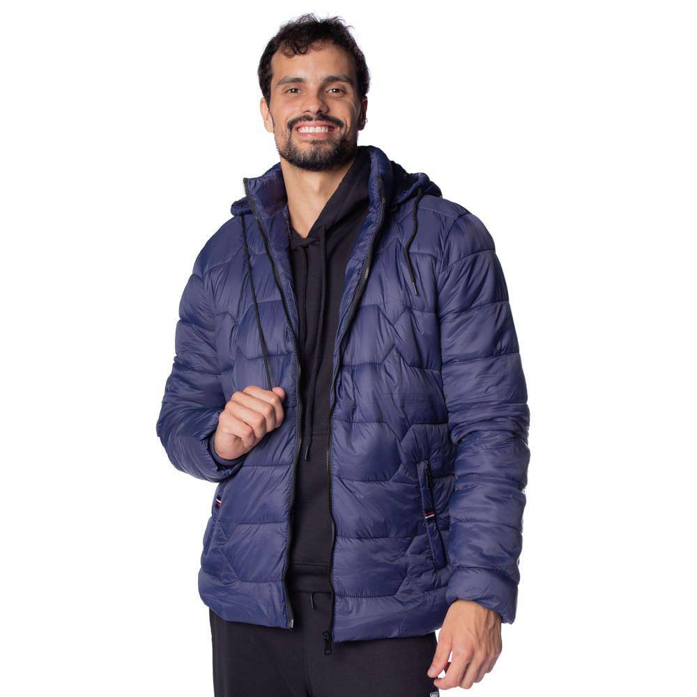 Jaqueta masculina sarja capuz removivel forro interno pelo | Extra Jaqueta masculina sarja capuz removivel forro interno pelo | Extra