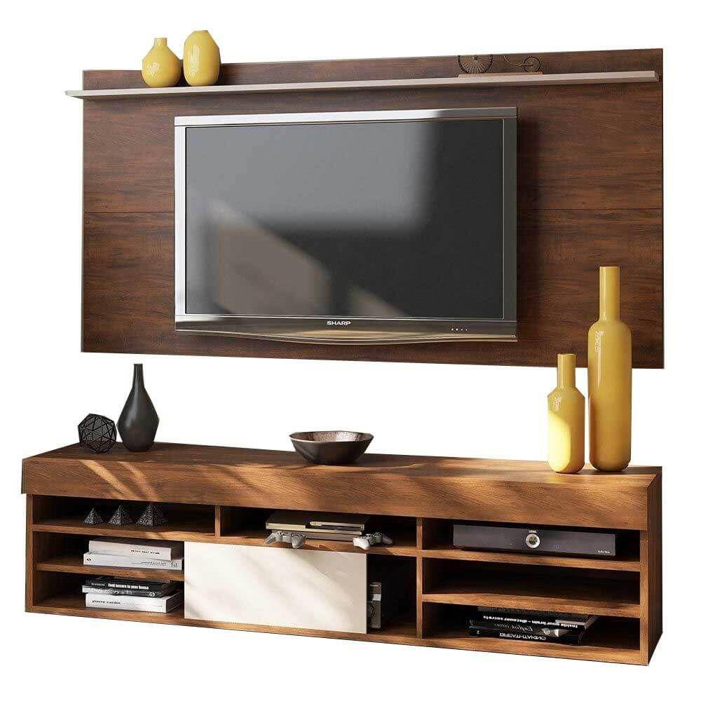 Rack com mesa embutida e painel tv ate 55 polegadas ravena siena moveis branco | Extra