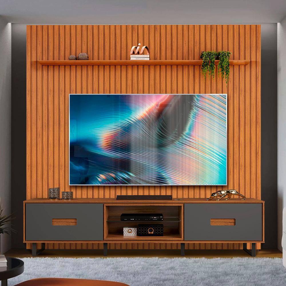 Rack com painel ripado freijo | Extra