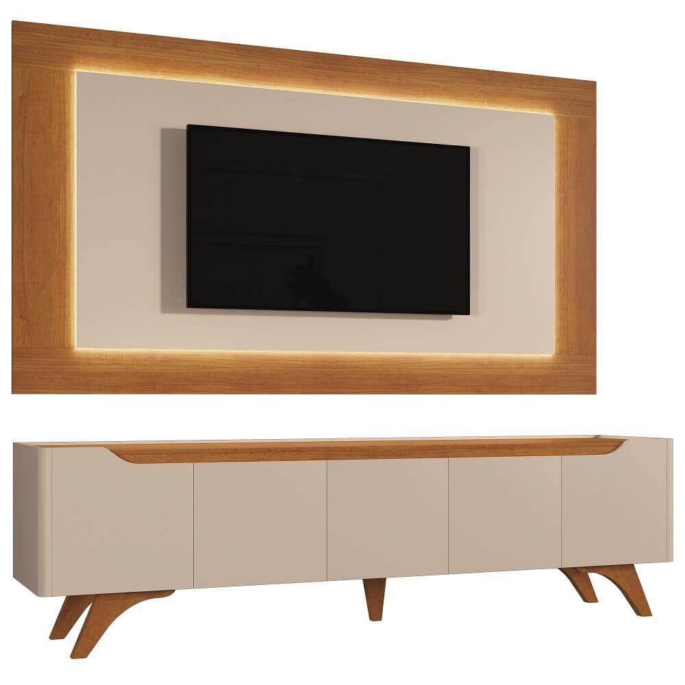 Painel tv 65 polegadas com prateleira e luz led | Extra