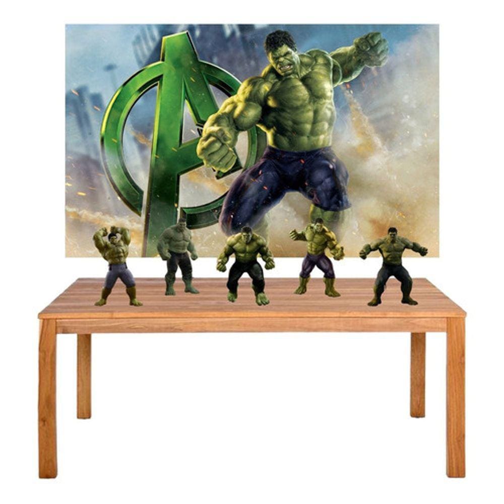 Kit festa hulk painel 25 balao6 displays mesa regina | Extra