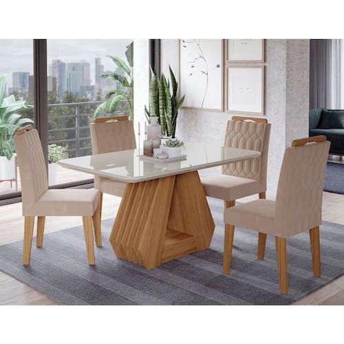 Conjunto Sala de Jantar Ágata 130X80 Tampo | Extra