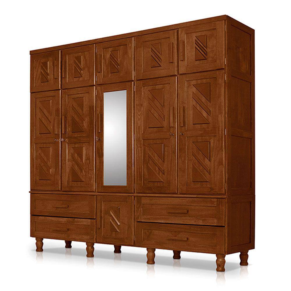 Guarda roupa casal madeira macica e espelho | Extra