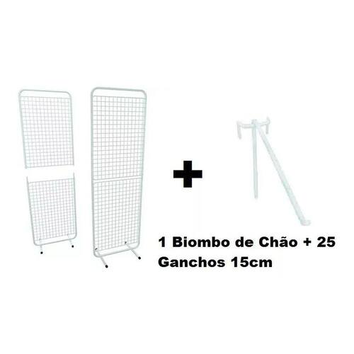 Biombo De Chão Expositor Aramado + 25 Ganchos | Extra
