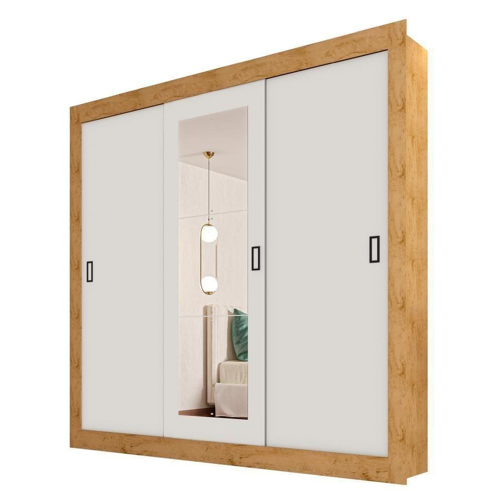 Guarda roupa 3 portas de correr com espelho e 3 gaveta de casal | Extra