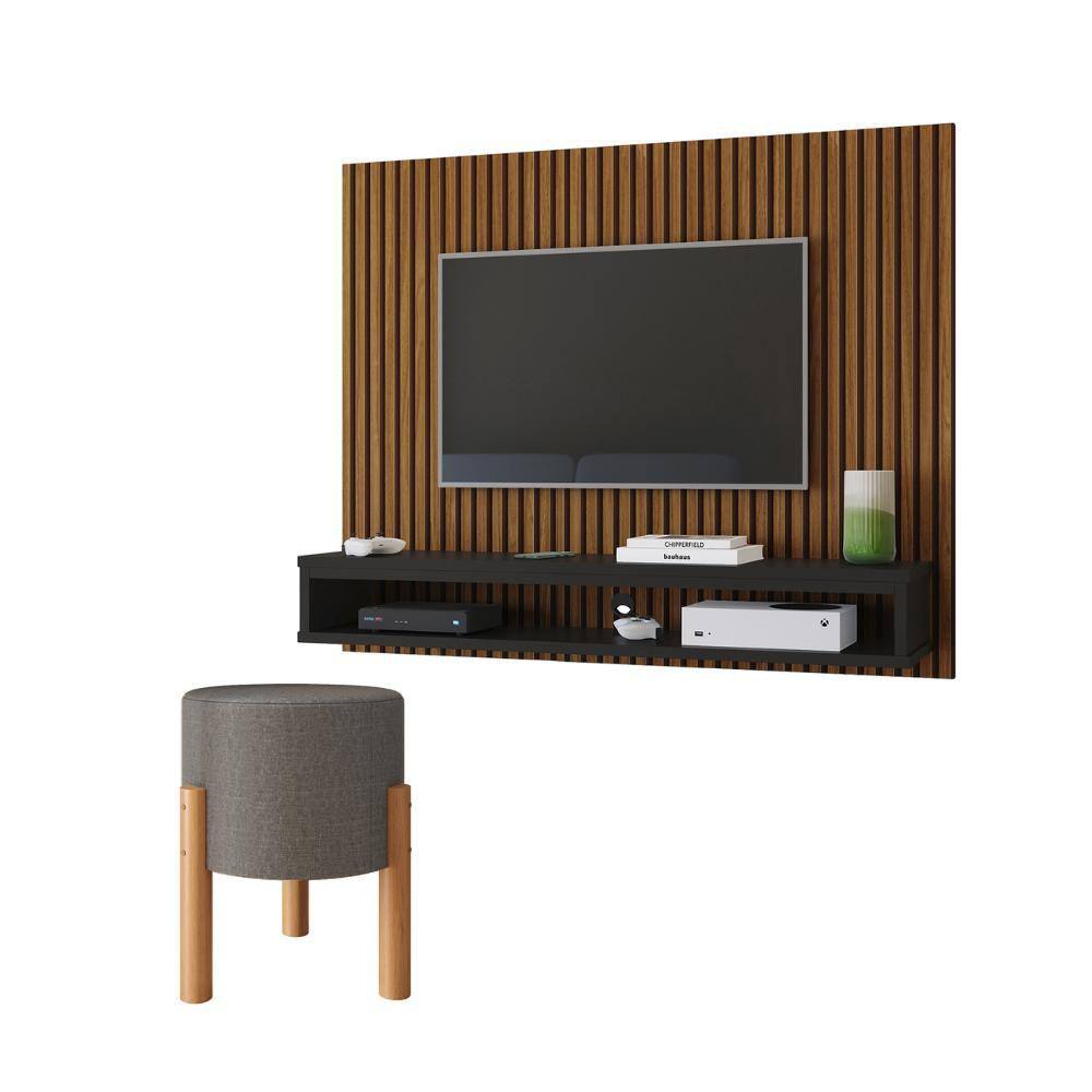 Painel ripado com puff | Extra