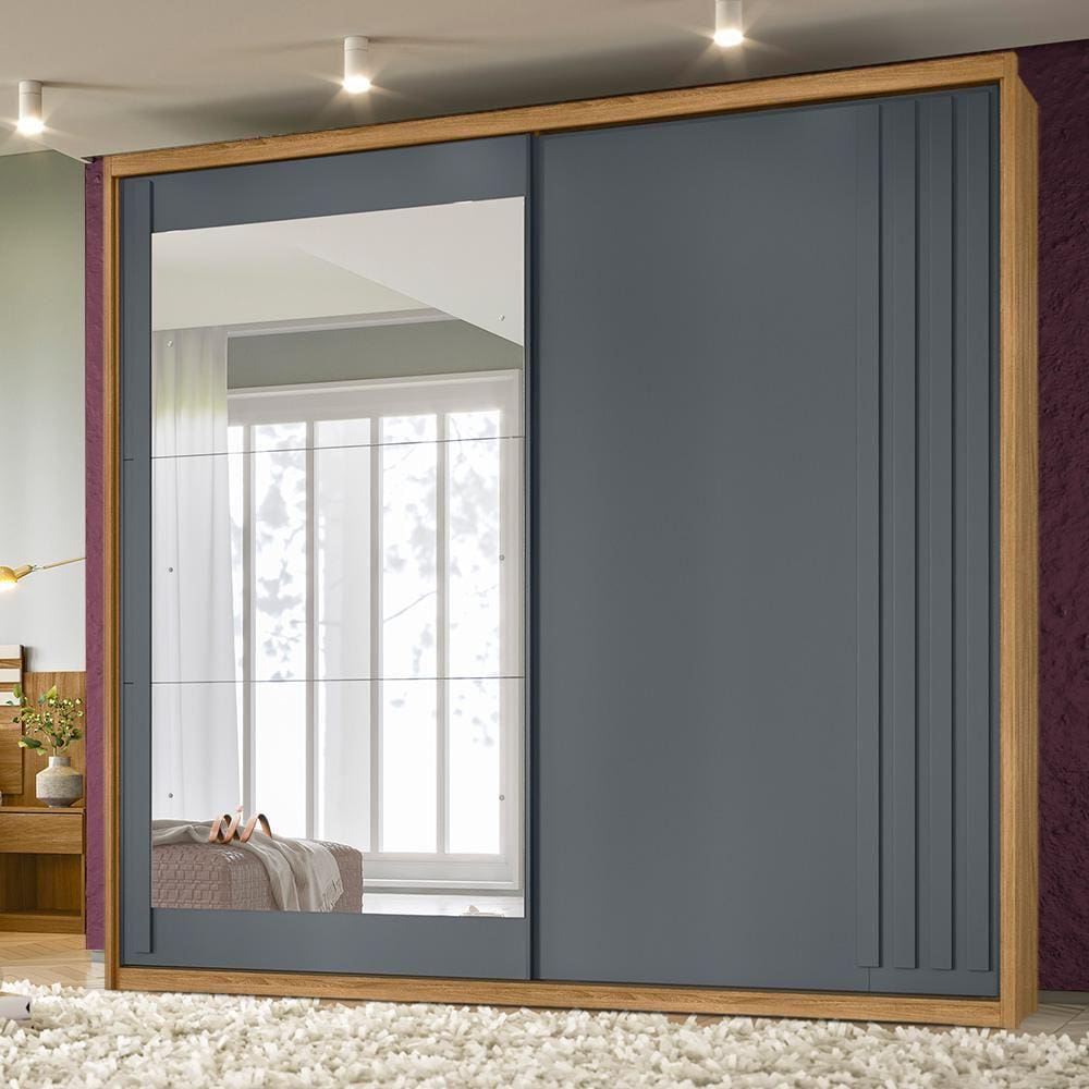 Guarda roupa com porta de correr com espelho nas porta | Extra