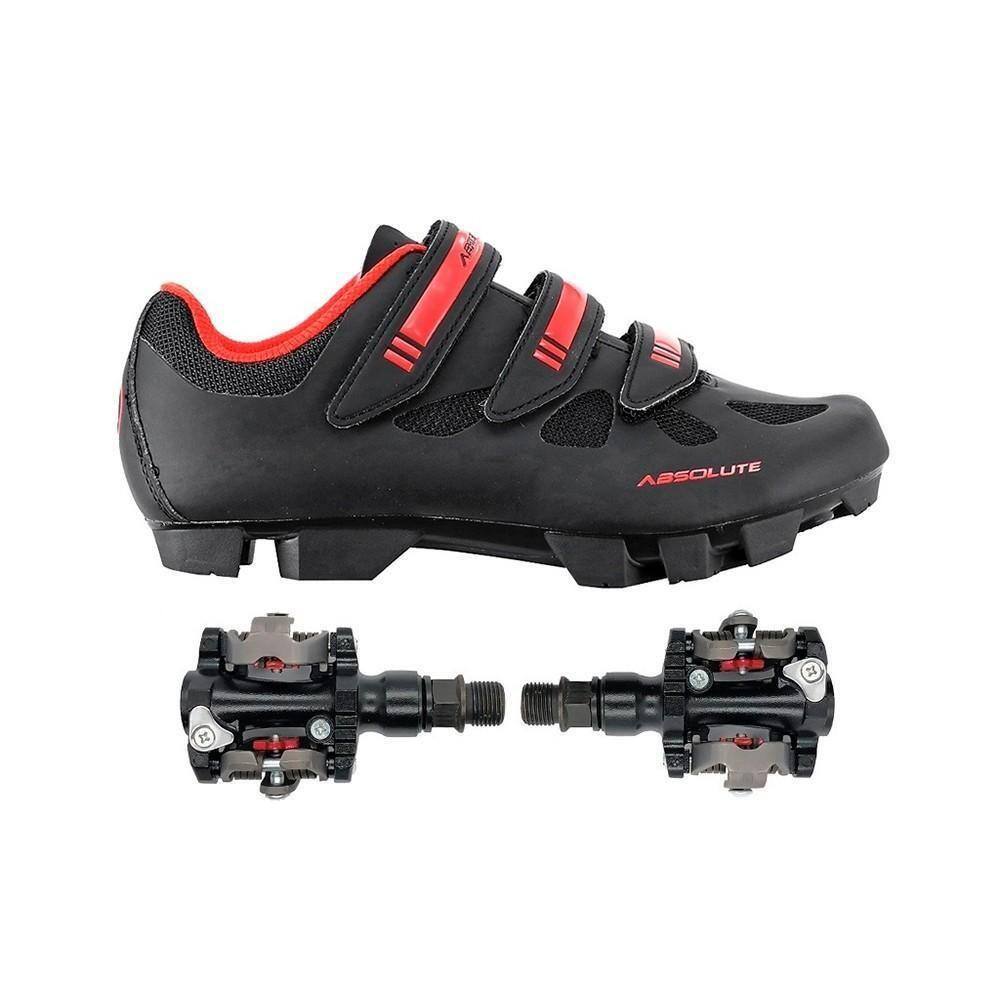 Kit sapatilha bicicleta mtb absolute nero pedal clip com tacos wellgo m919 | Black Friday Extra