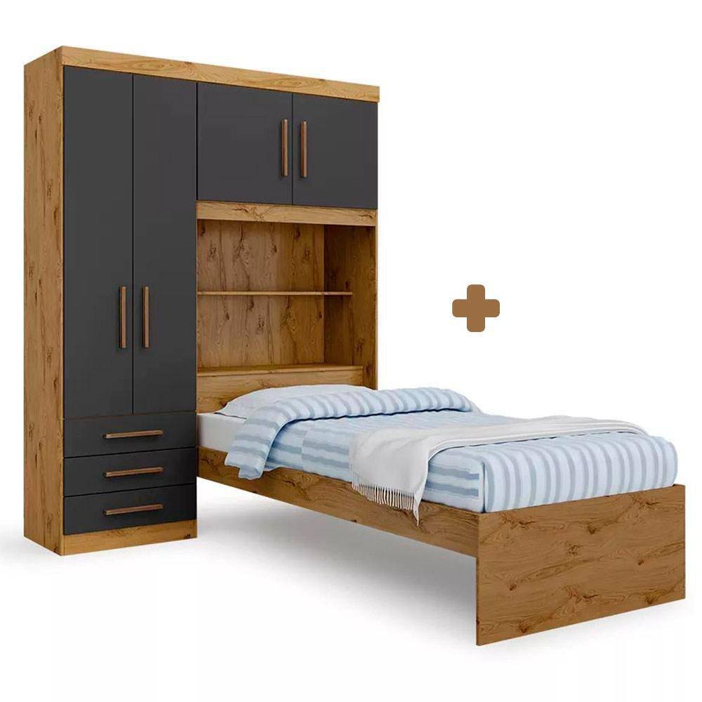 Guarda roupa solteiro embutir com cama | Extra