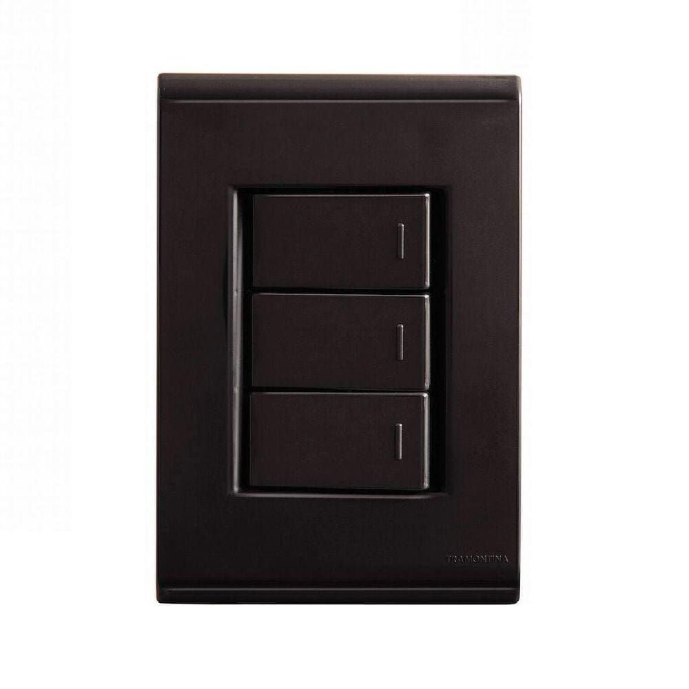 Conjunto interruptor triplo simples grafite | Extra Conjunto interruptor triplo simples grafite | Extra