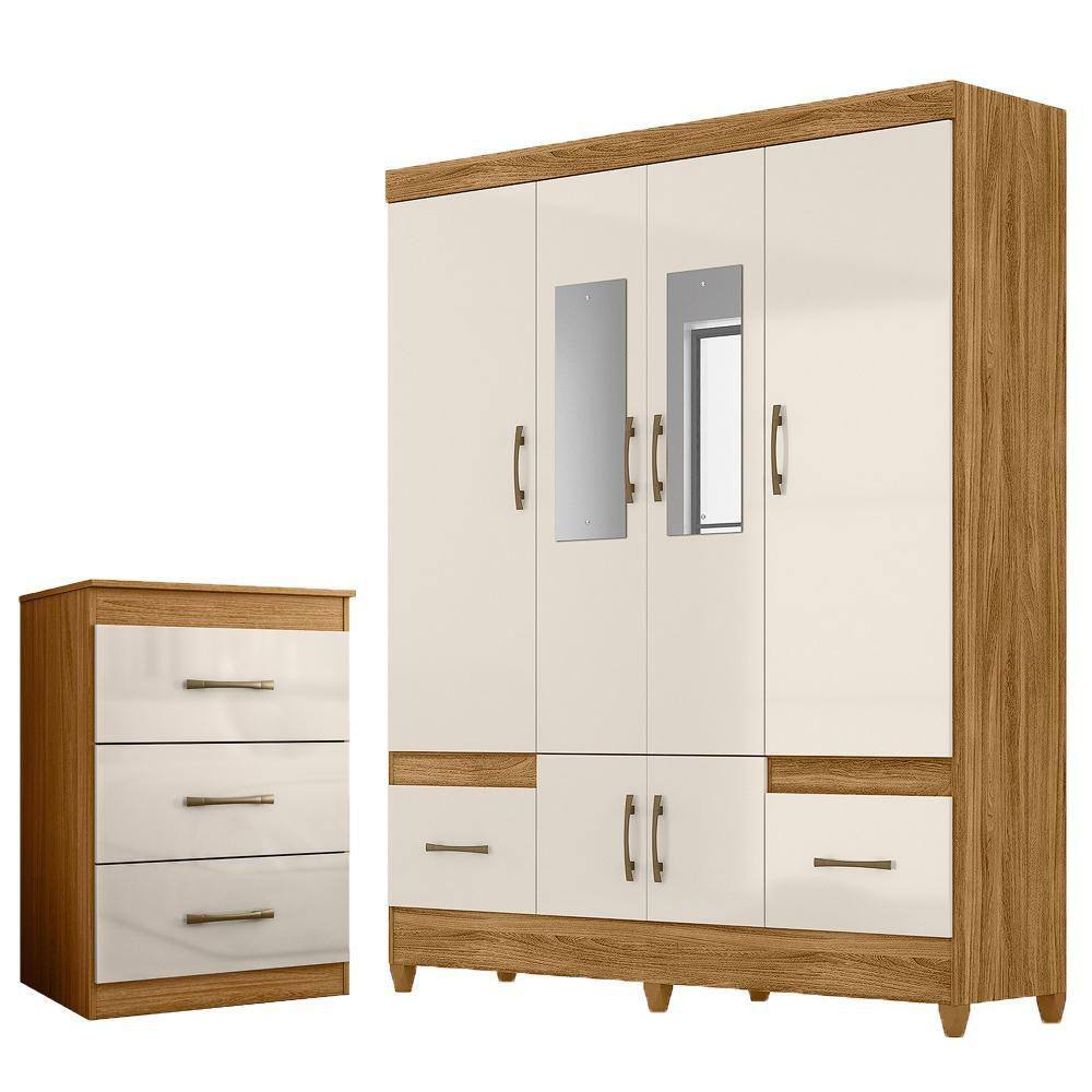 Guarda roupa casal com espelho na pota e comoda | Extra