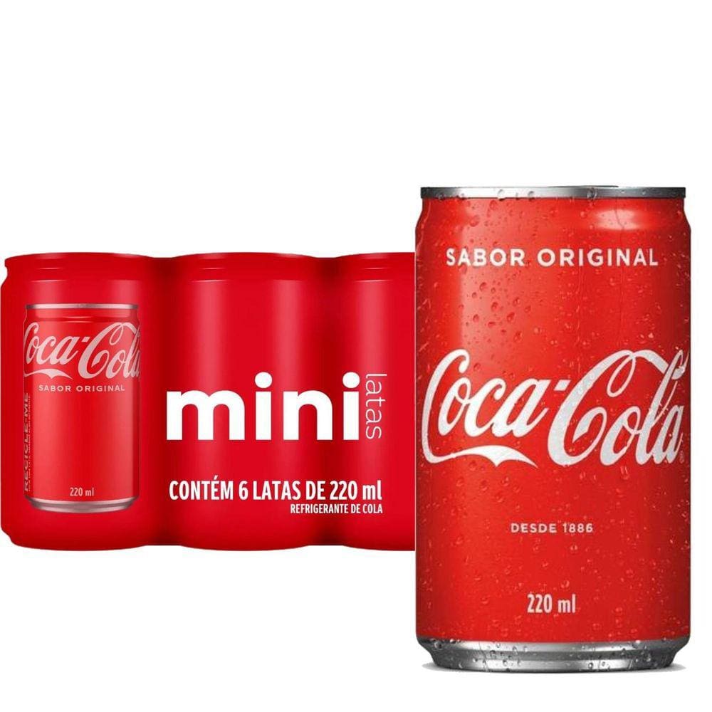 Refrigerante coca cola minilata 220ml pack12 unidades | Extra