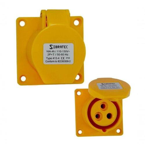 Tomada De Embutir Industrial - 127v Amarelo 2p+t | Extra