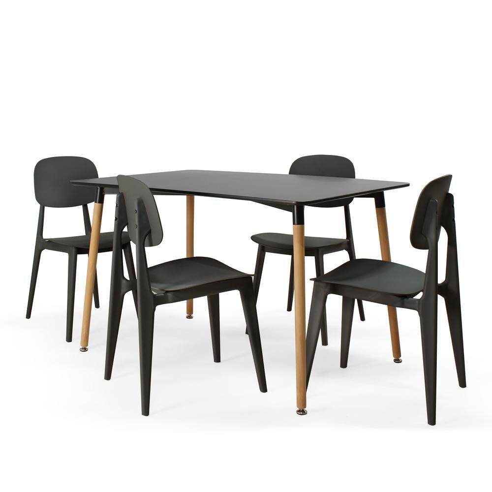 Conjunto mesa retangular 70x120cm preta com 4 cadeira cappuccino opcoes ...