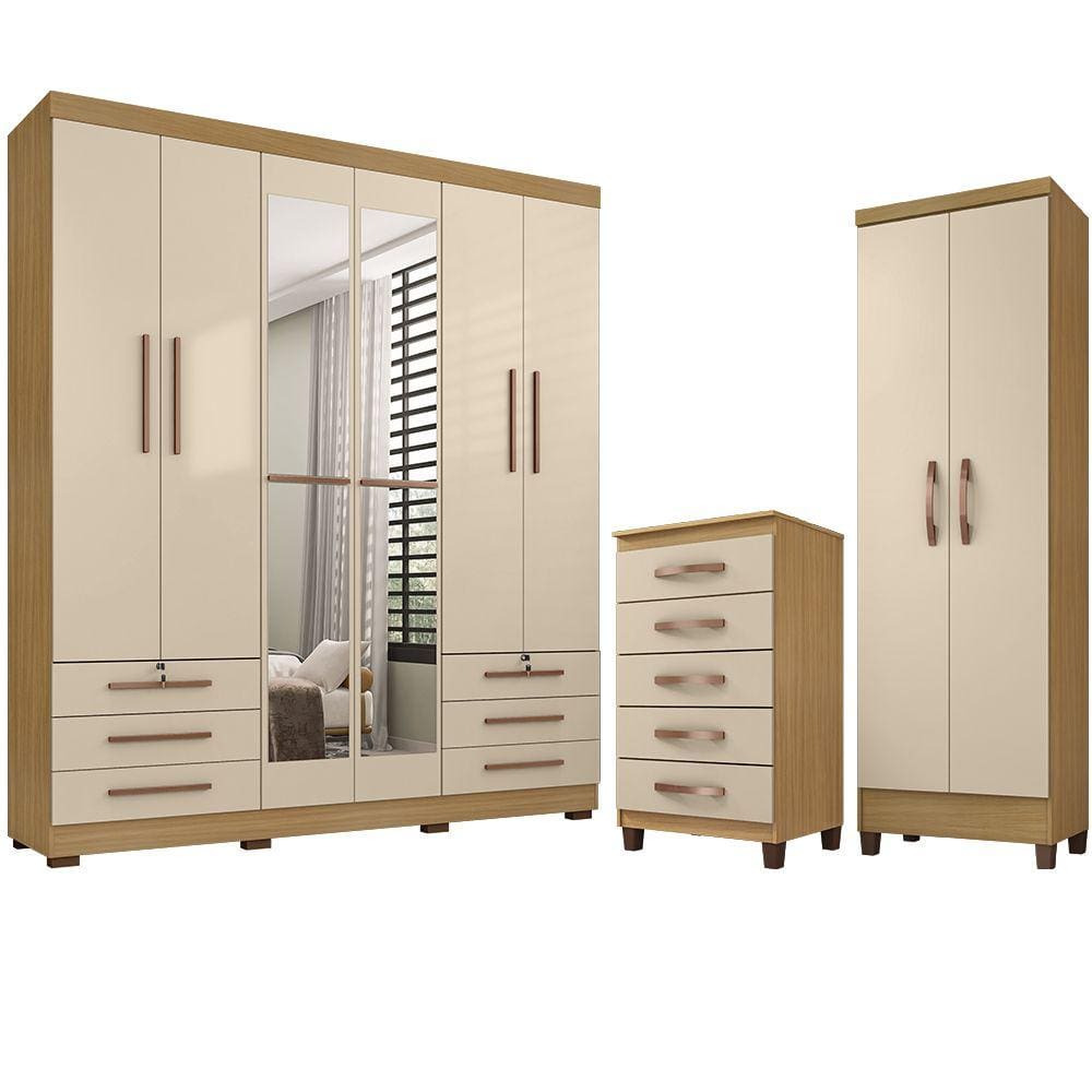 Kit guarda roupa com espelho e multiuso | Extra