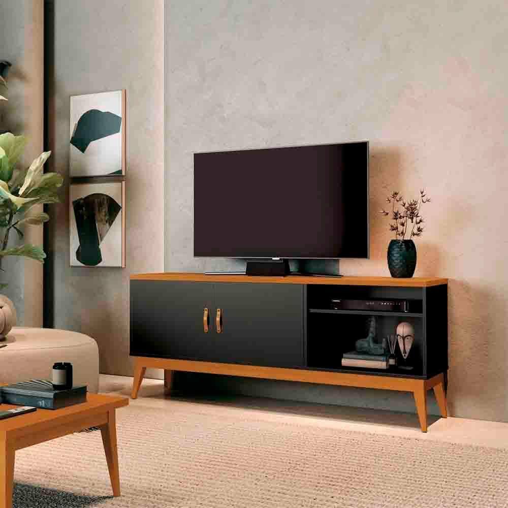 Rack bancada para sala tv ate 60 polegadas star cedro preto | Extra