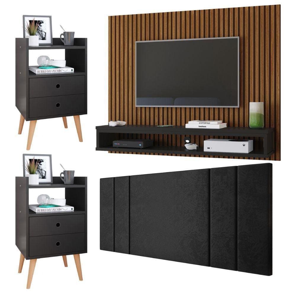 Painel ripado quarto casal | Extra