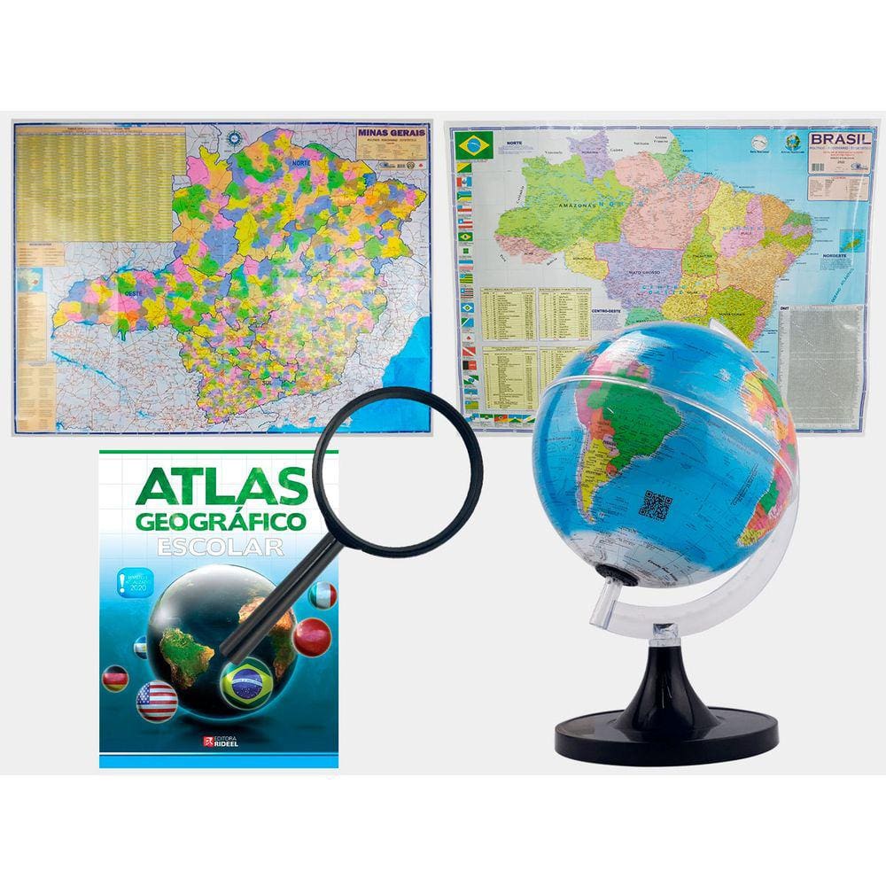 Kit Globo Terrestre 21cm Profissional + Lupa | Extra