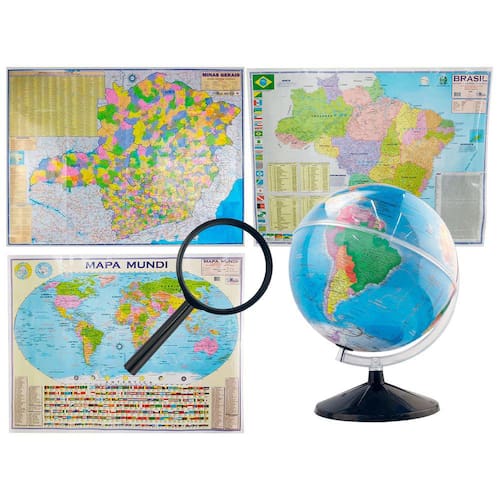 Kit Globo Terrestre 30cm Com Led + Lupa | Extra