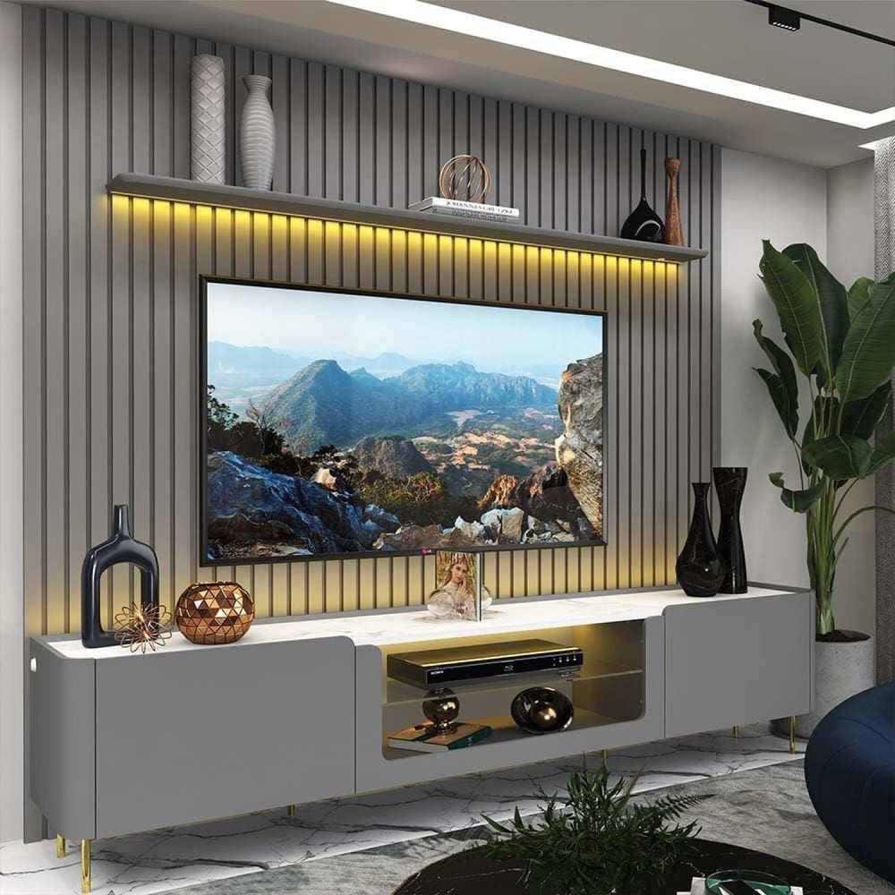 Painel com rack ripado | Extra