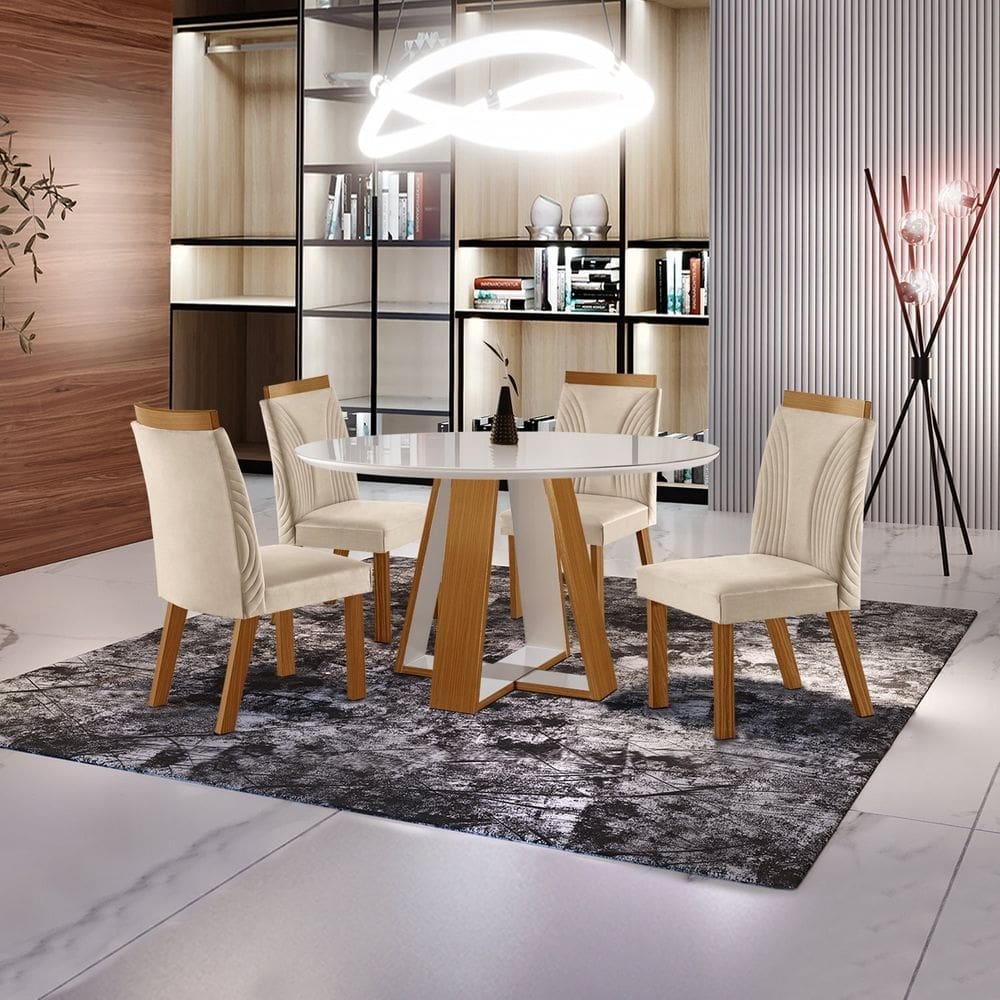 Mesa para sala de jantar redonda 4 cadeiras | Extra