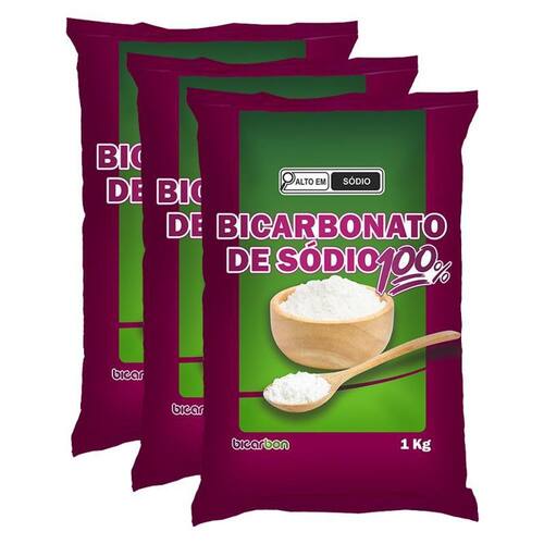 Kit 3X: Bicarbonato De Sódio Bicarbon 1Kg | Extra