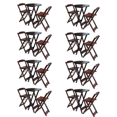 Kit 8 Jogos de Mesa Bistrô de Madeira com 2 Cadeiras | Extra