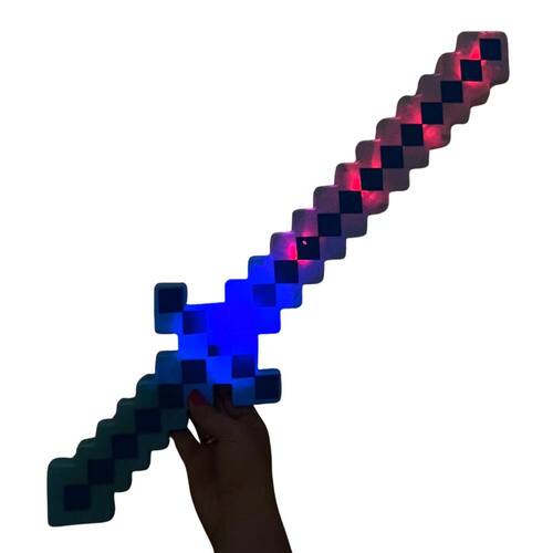 Espada Pixel Minecraft c/ Luz - Ilumine | Extra