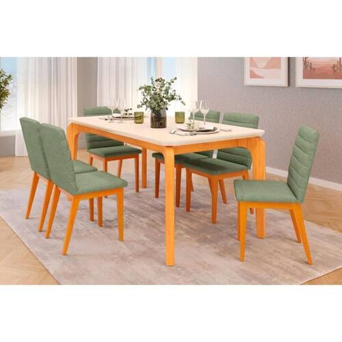 Sala de Jantar Completa Rouge Tampo Madeirado | Extra