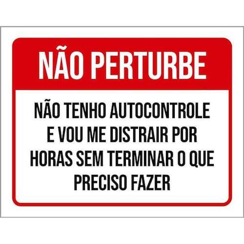 Placa Não Perturbe Não Tenho Autocontrole | Extra