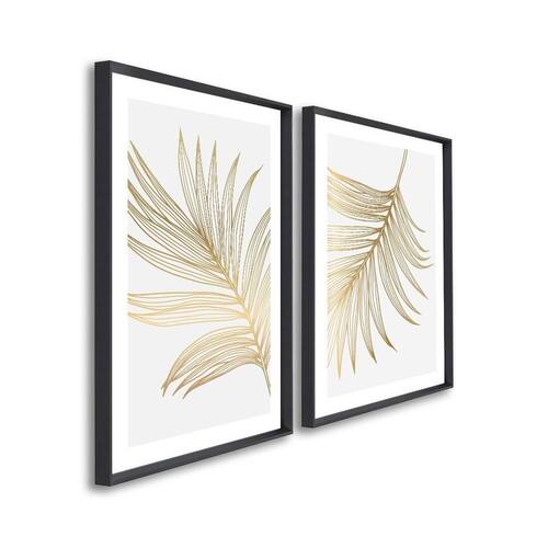 Quadro Decorativo Modelo Folha Dourada com 2 Telas | Extra
