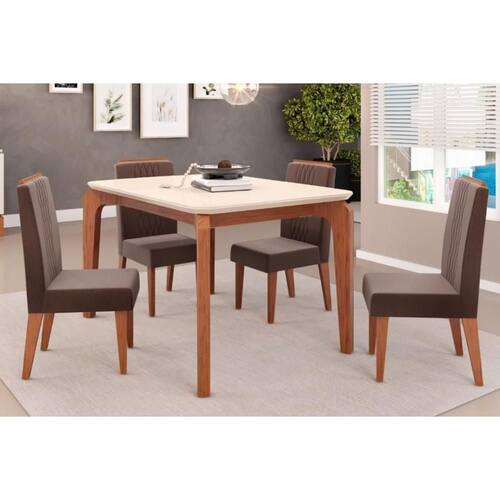 Sala de Jantar Completa Rouge Tampo Madeirado | Extra