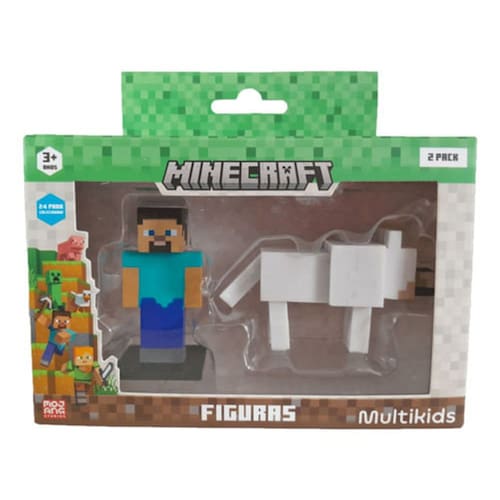 Boneco - Minecraft Steve e Lobo MULTIKIDS | Extra