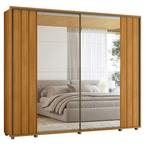 Guarda Roupa Casal 278cm 2 Portas 8 Espelhos | Extra