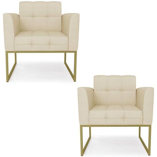 Poltrona Base Industrial Dourado Kit 2 Ana | Extra