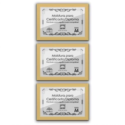 Kit 3 Certificados/Diplomas A4 Com Tela De Acetato E Mdf Titulo | Extra