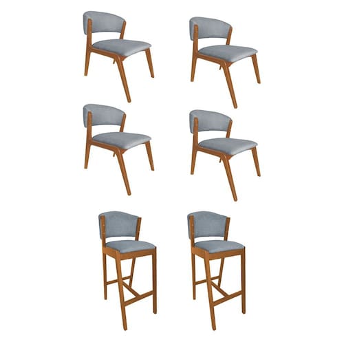 Kit 4 Cadeiras Kethellen Premium com 2 Banquetas Ana | Extra