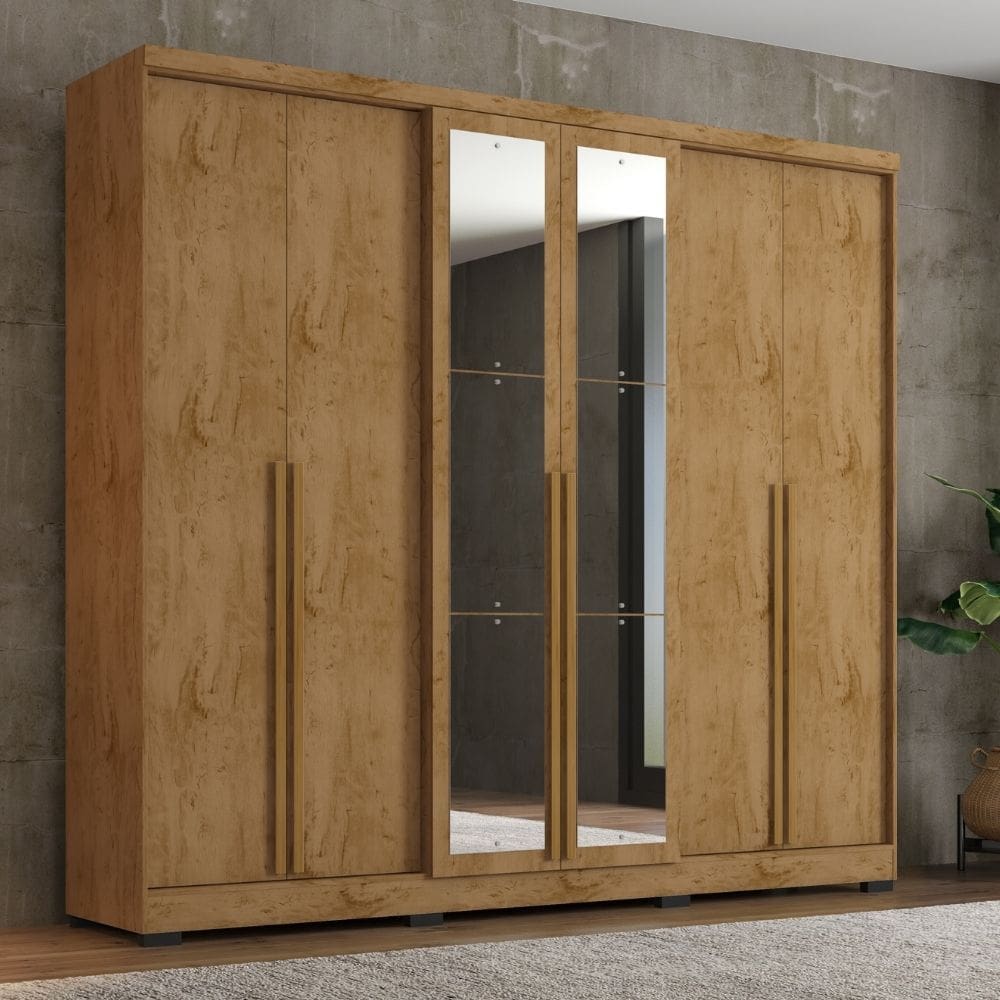 Guarda roupa casal 6 portas com espelho com pes roma yescasa | Extra