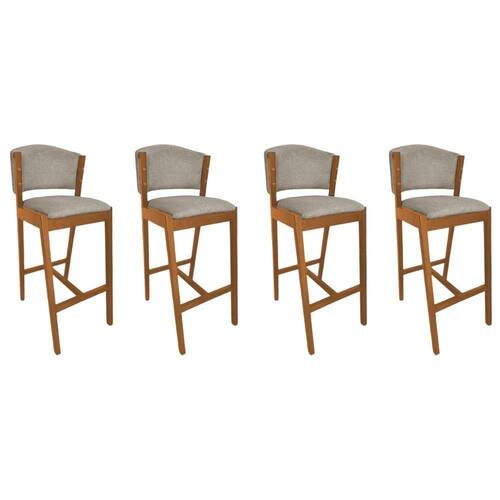 Kit 4 Banquetas Altas De Madeira Maciça Ana | Extra