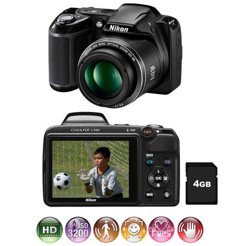Câmera Digital Nikon Coolpix L320 Preta | Extra