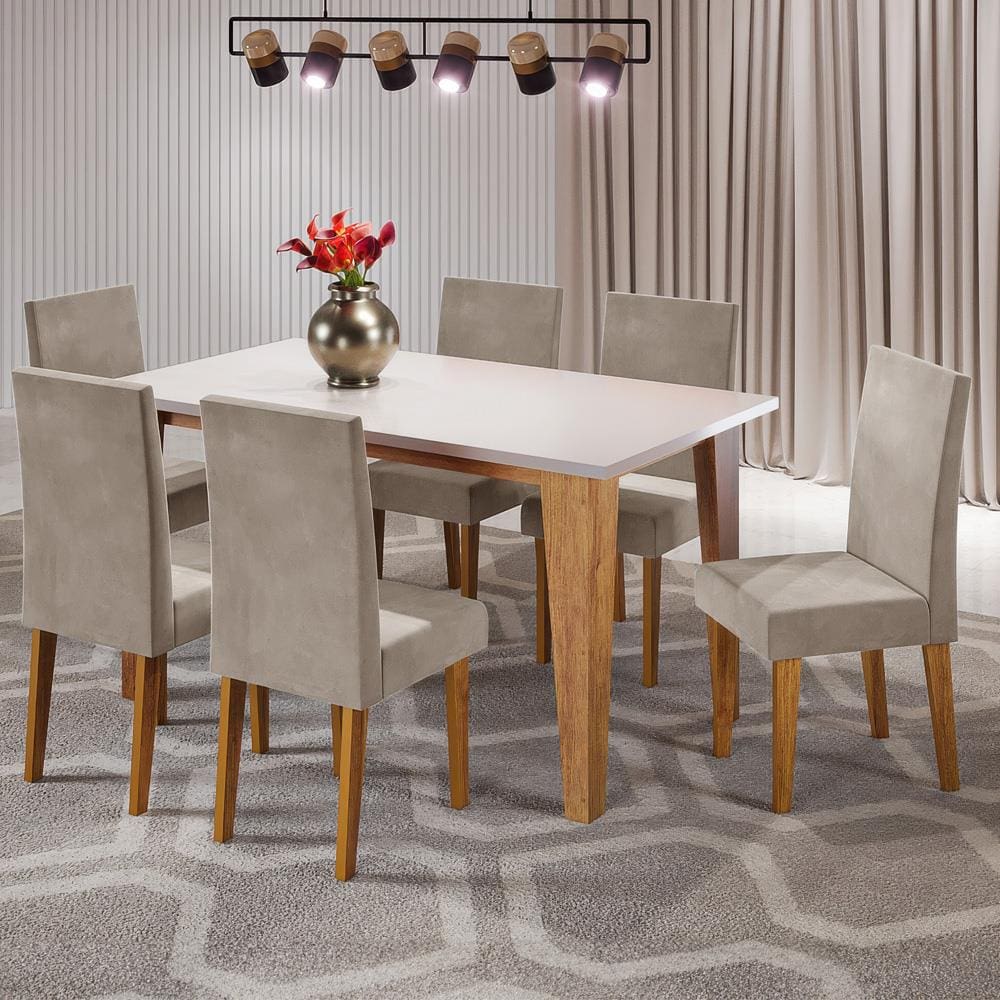 Mesa de Jantar Retangular Viero Milão com 6 Cadeiras | Extra
